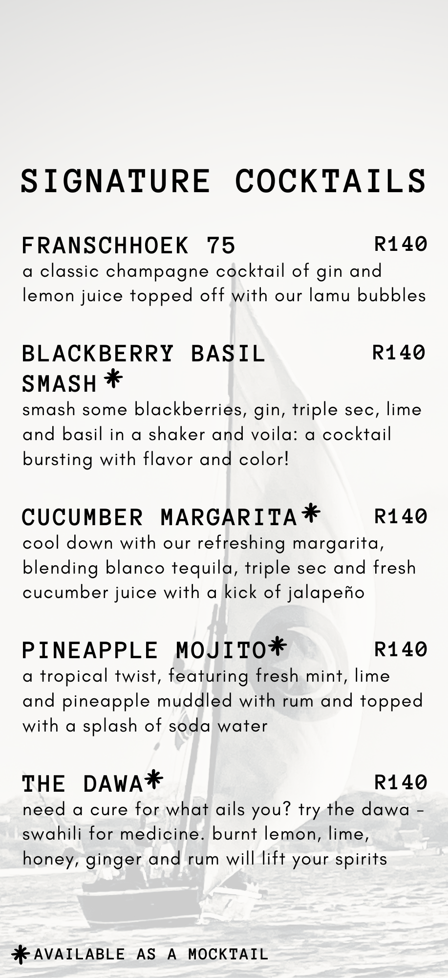 lamu menu – The Lamu Collection South Africa